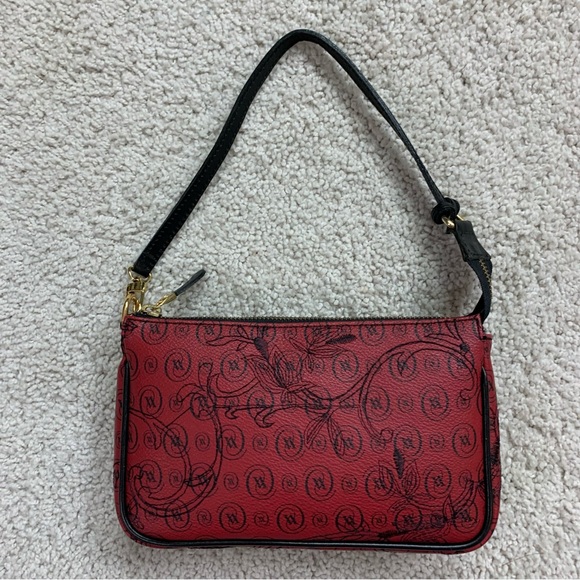 Vakko | Bags | Vakko Canta Red Coated Canvas Leather Mini Pouchette ...